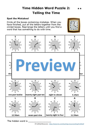 Telling Time Worksheets Puzzles KS2 | Teaching Resources