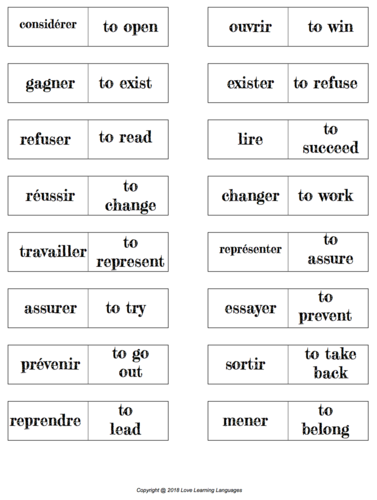 French Verbs Dominoes Game and Worksheets - 100 Common French Verbs ...