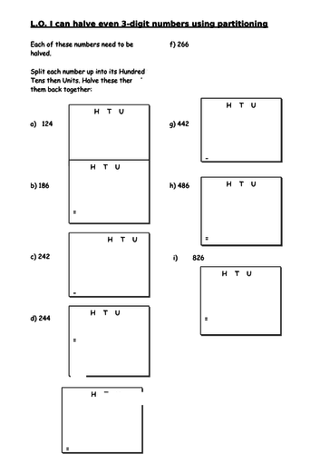 Halving 3 digit numbers | Teaching Resources
