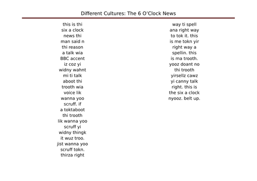 Different Cultures: Year 7 Poetry Scheme of Work | Teaching Resources
