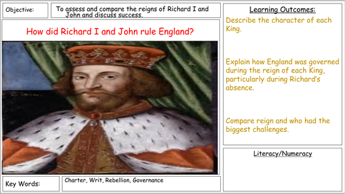Edexcel 9-1 Paper 2 - Richard I and King John - Unit 1 | Teaching Resources