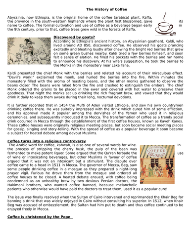 The History Of Coffee - Reading Comprehension Worksheet / Text ...