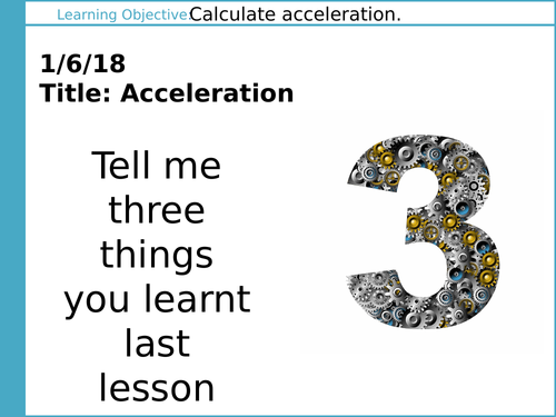 AQA GCSE: P9 Motion: L4 Acceleration | Teaching Resources
