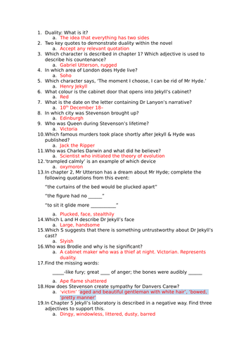 Jekyll and Hyde Revision GCSE Literature AQA | Teaching Resources
