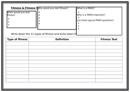 GCSE PE - Fitness and Fitness Testing Worksheets and Tasks | Teaching ...