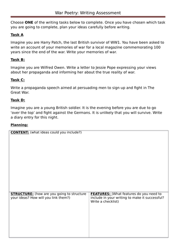 War Poetry: Year 8 Scheme of Work | Teaching Resources
