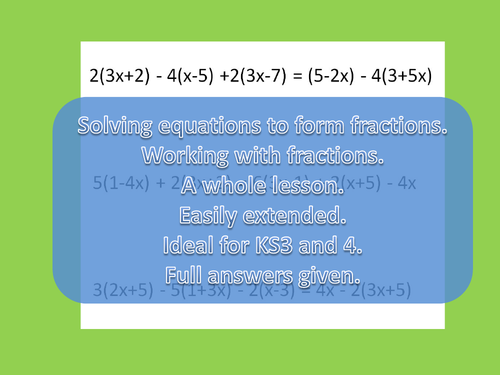 Solving equations with brackets and adding fractions | Teaching Resources