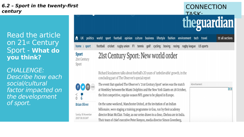 Sport and Society - Lesson powerpoints and worksheets for new OCR A ...