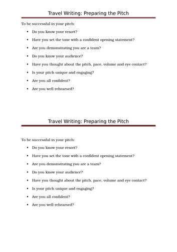 Travel Writing: Year 8 Scheme of Work | Teaching Resources