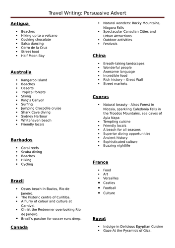Travel Writing: Year 8 Scheme of Work | Teaching Resources