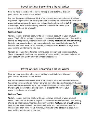 Travel Writing: Year 8 Scheme of Work | Teaching Resources