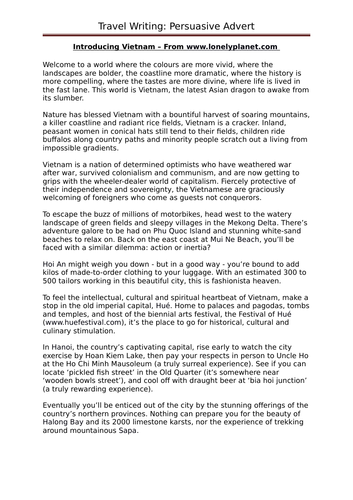 Travel Writing: Year 8 Scheme of Work | Teaching Resources