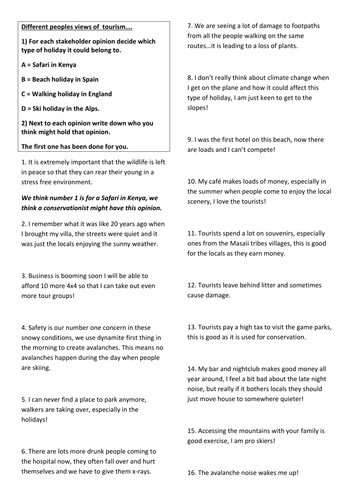 Igcse Economic Development Tourism Teaching Resources