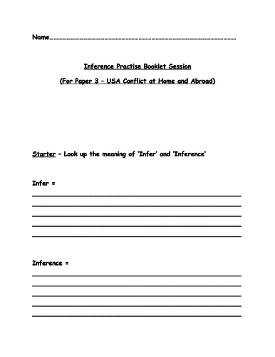 Inference Question practise for EDEXCEL GCSE History 9-1 Paper 3 USA ...