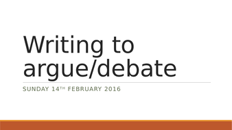Writing to argue/debate | Teaching Resources