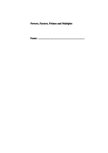 Ks3 And Gcse Foundation Powers Factors Primes And Multiples Exam