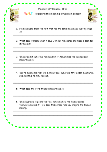 Year 6 street child reading comprehension | Teaching Resources