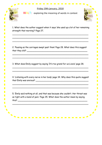 Year 6 street child reading comprehension | Teaching Resources