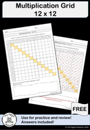 Multiplication Grid 12 x 12 FREEBIE (with answer sheet) | Teaching ...