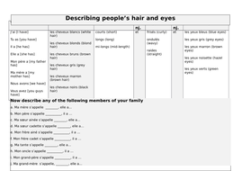 KS2 / 3 French - Describing hair and eyes (sentence builder) | Teaching ...