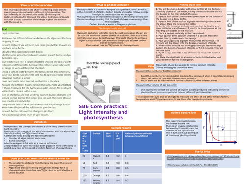 Edexcel Core Practical Light Intensity And Rate Of Photosynthesis