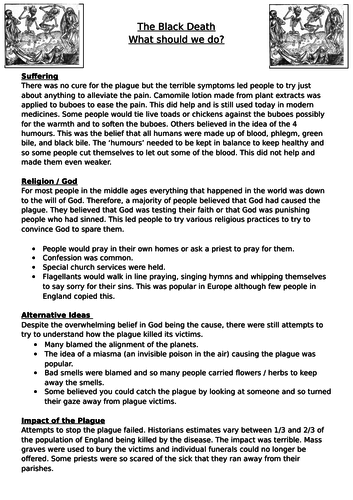 OCR SHP GCSE 9-1 History (The People's Health): Lesson 5 - The Black ...