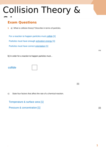 C8.2 Collision Theory and Surface Area | Teaching Resources