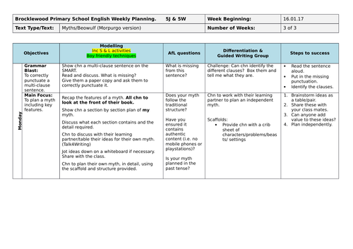 2.5 WEEKS - WRITING - MYTHS & LEGENDS BASED ON BEOWULF - YEAR 5/6 ...