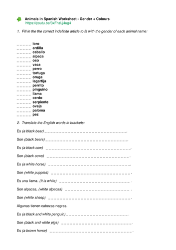 Animals + Colours in Spanish | Teaching Resources