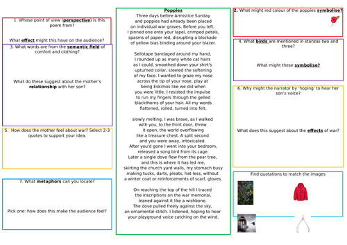 Power and Conflict Poetry AQA: analysis worksheets | Teaching Resources