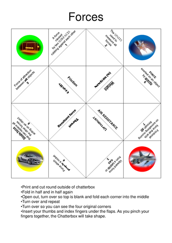 Physics Chatterbox/Cootie catcher: Forces | Teaching Resources