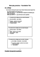 GCSE French Foundation role play practice | Teaching Resources