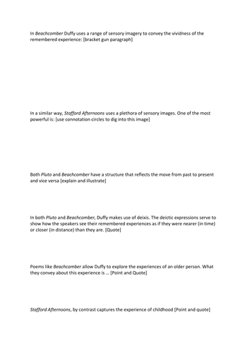 A cloze exercise for Duffy - Meantime. (Poems: Beachcomber, Pluto ...