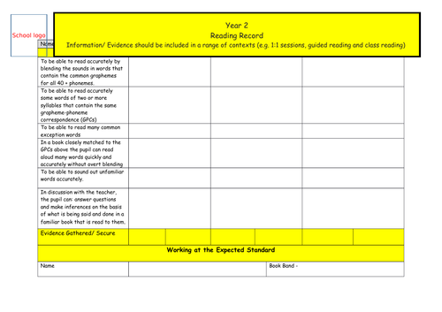 Interim Framework Reading Record Sheet and Tracking Sheets for Reading ...