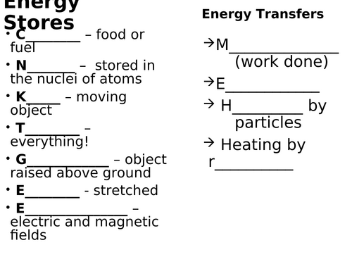 GCSE Physics Energy Stores and Transfers full lesson (Edexcel 9-1 SP3a ...