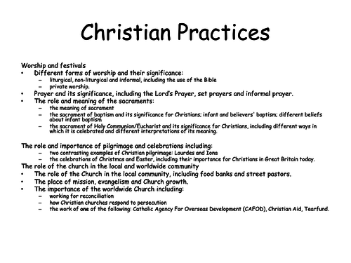 Christian Practices Revision Booklet AQA RS | Teaching Resources