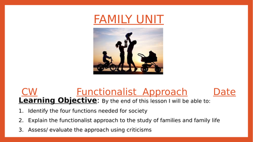 Sociology- Functionalist Perpective view of family | Teaching Resources