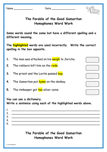 The Good Samaritan Worksheets - Reading Comprehension, Gap Filling ...