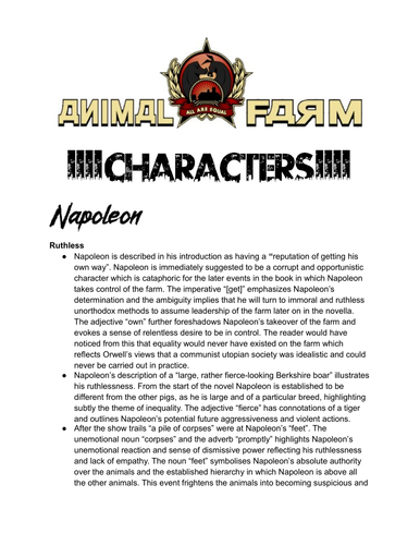 Grade 9 Animal Farm Notes | Teaching Resources