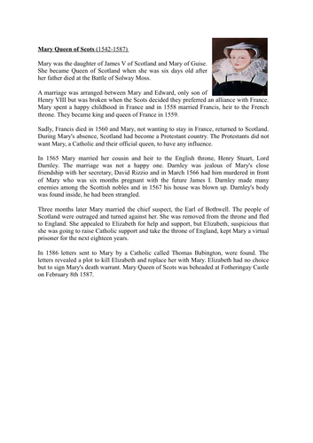 Tudors Mary Queen of Scots | Teaching Resources