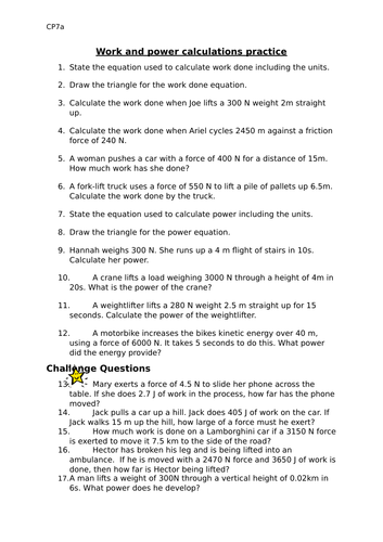 CP7 Work and Power Edexcel Combined Science lesson and resources ...