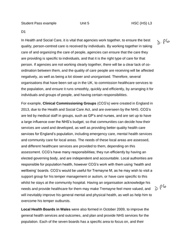 BTEC Level 3 Health and Social Care Unit 5 Meeting Individual Care and ...