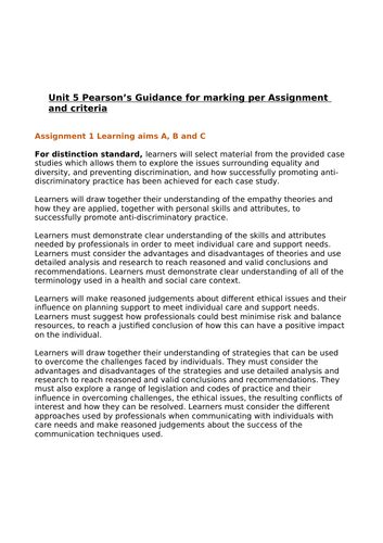 BTEC Level 3 Health and Social Care Unit 5 Meeting Individual Care and ...