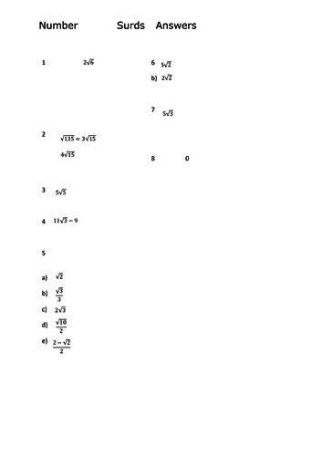 Simplifying Surds | Teaching Resources