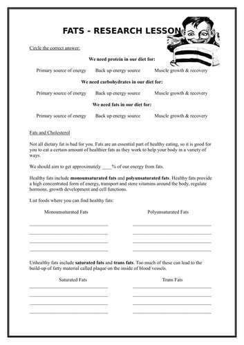 Healthy Eating - Fats - Research Lesson | Teaching Resources