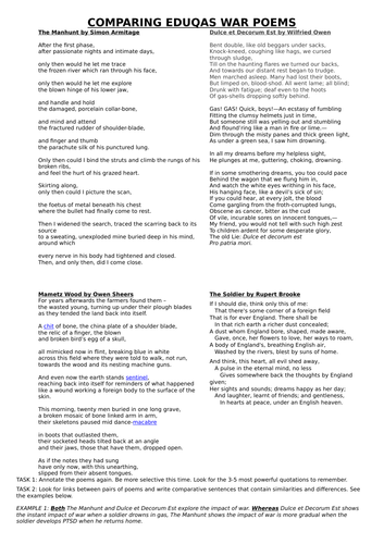 EDUQAS POETRY REVISION LESSONS | Teaching Resources