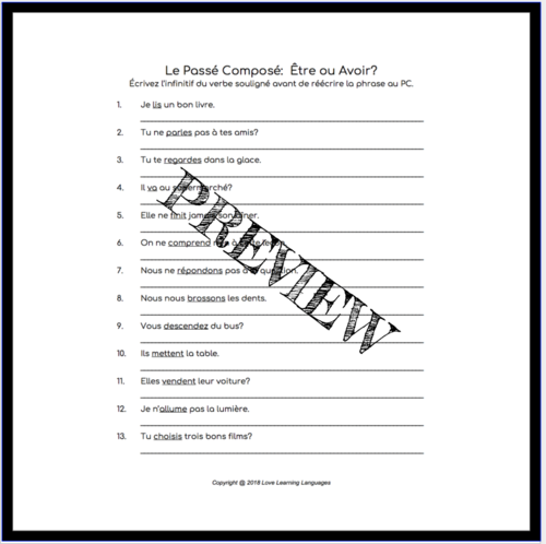 Passé Composé - Être ou Avoir - French grammar quiz or worksheet ...