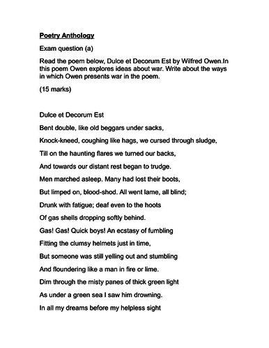 Eduqas GCSE Poetry Anthology Revision | Teaching Resources