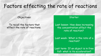 Factors effecting rate of reaction | Teaching Resources