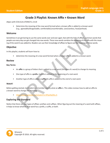Affixes and Word Meanings - Playlist and Teaching Notes | Teaching ...
